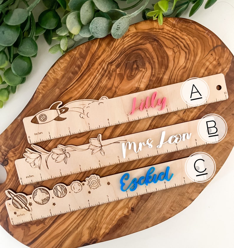 Personalized Ruler, Wood Ruler, School Wood Ruler, Engraved Ruler, Back ...