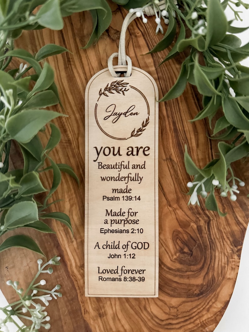 Engraved Wood Bookmark: Personalized Baptism Gift, Bible Verse - Etsy