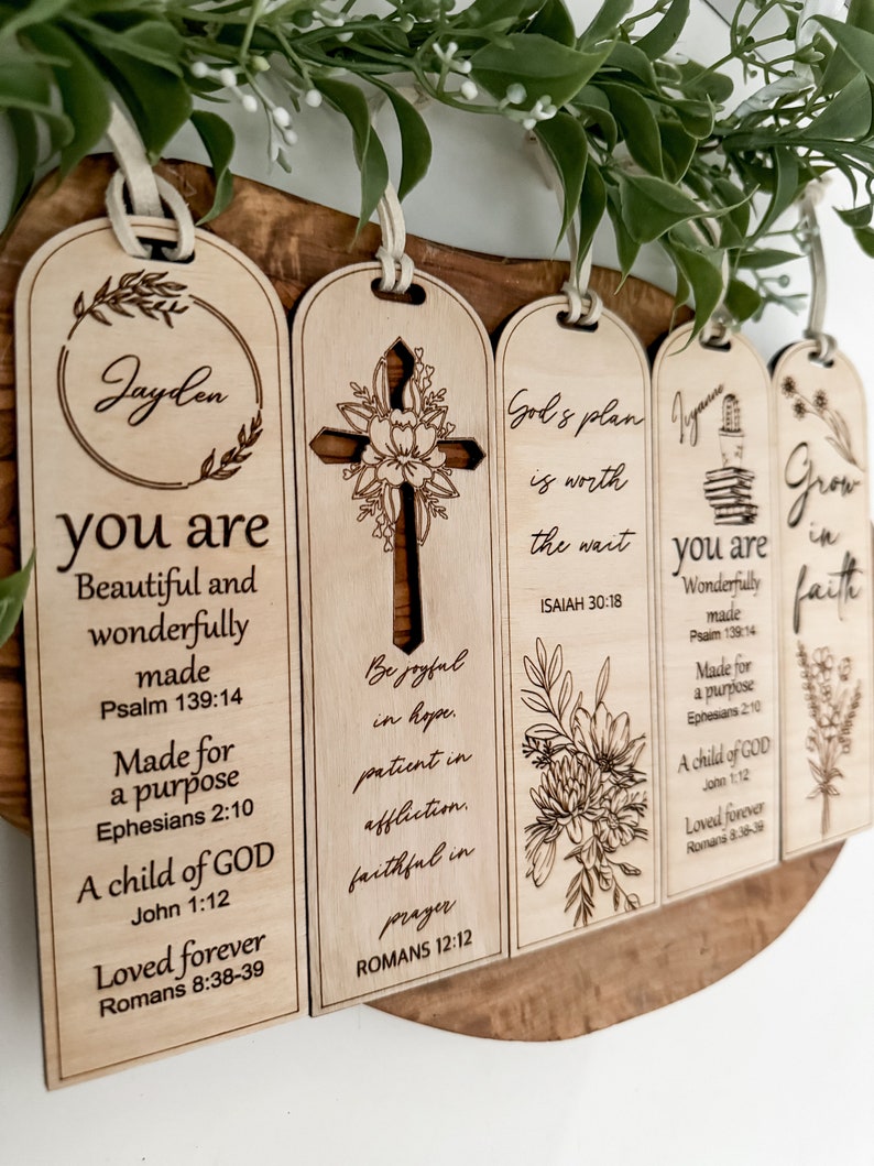 Engraved Wood Bookmark: Personalized Baptism Gift, Bible Verse - Etsy
