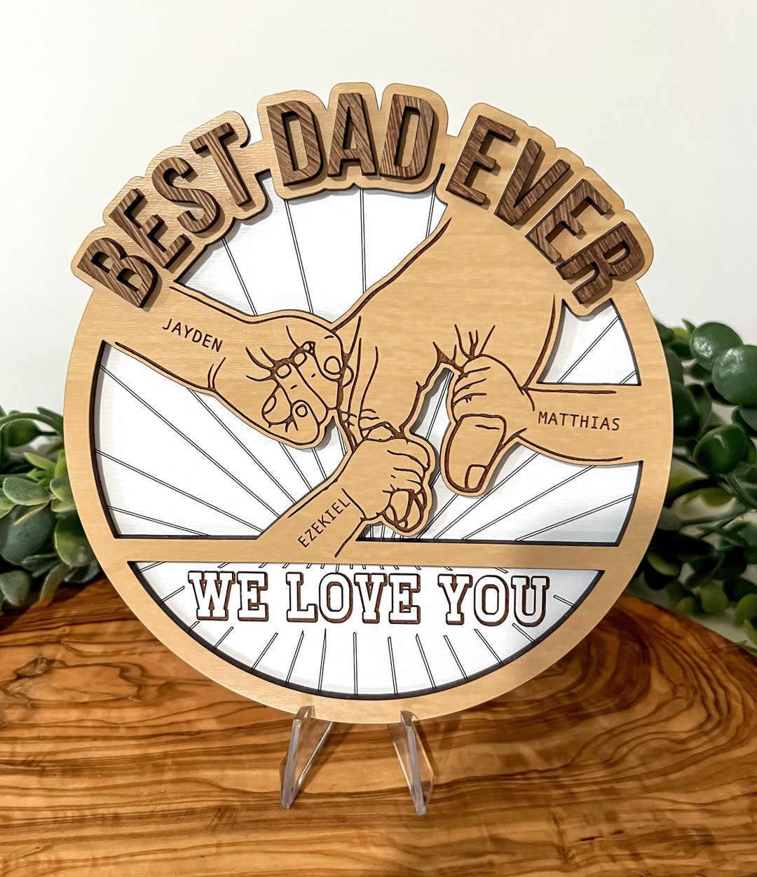 Wrapped Around Dad’s Finger Sign Gift, Custom Dad's Gift. Grandpa's ...