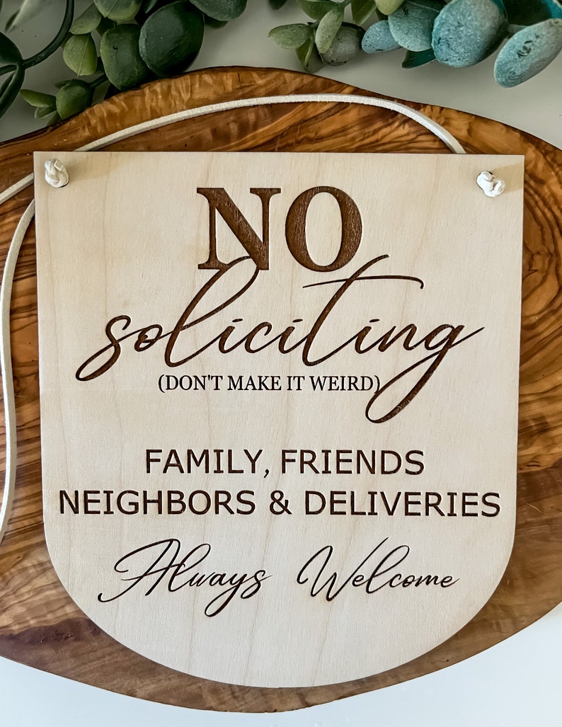 Engraved Baltic Wood No Soliciting Sign - Etsy