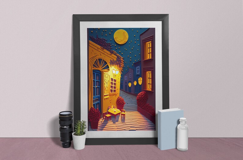 Midnight Stroll - A Journey Through the Starry Alley - Wall Art Print ...