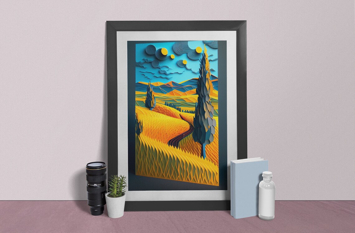 Scenic Farmland Landscape Art Print Fields Mountains and - Etsy