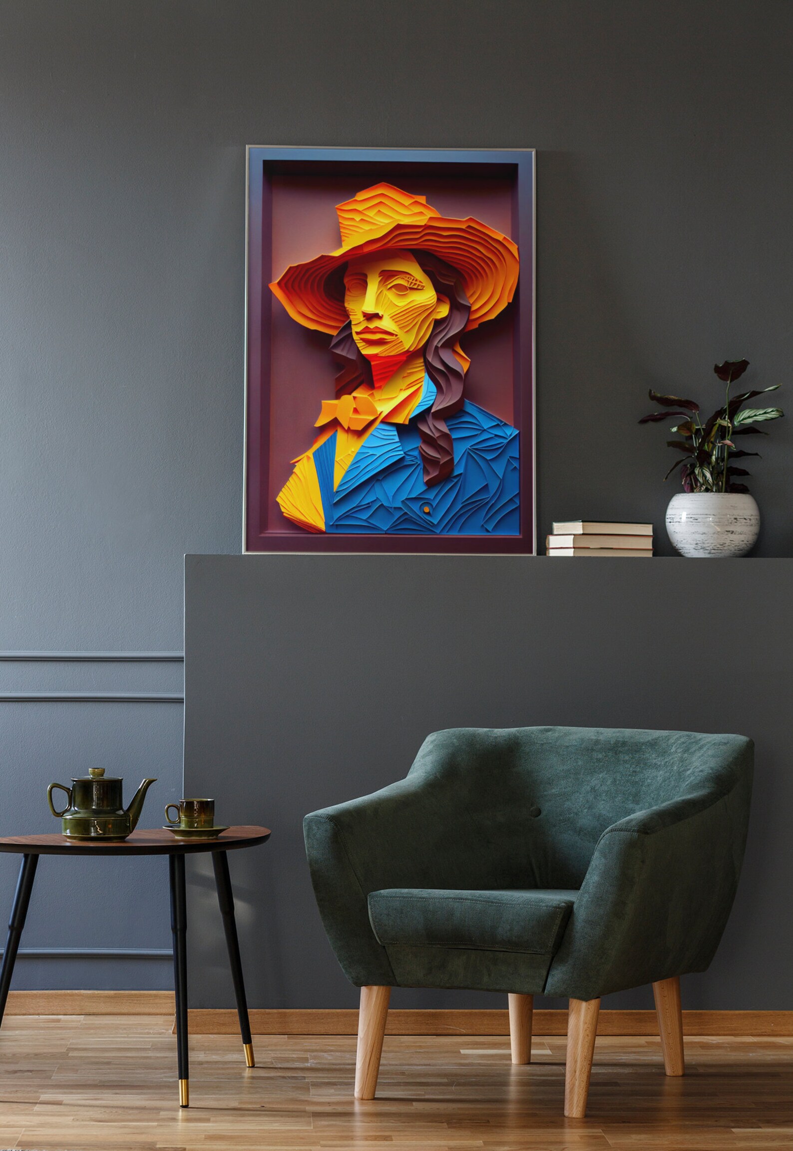 Woman Portrait Wall Art Print Elegant Female Figure Modern Contemporary ...