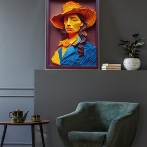Woman Portrait Wall Art Print Elegant Female Figure Modern Contemporary ...