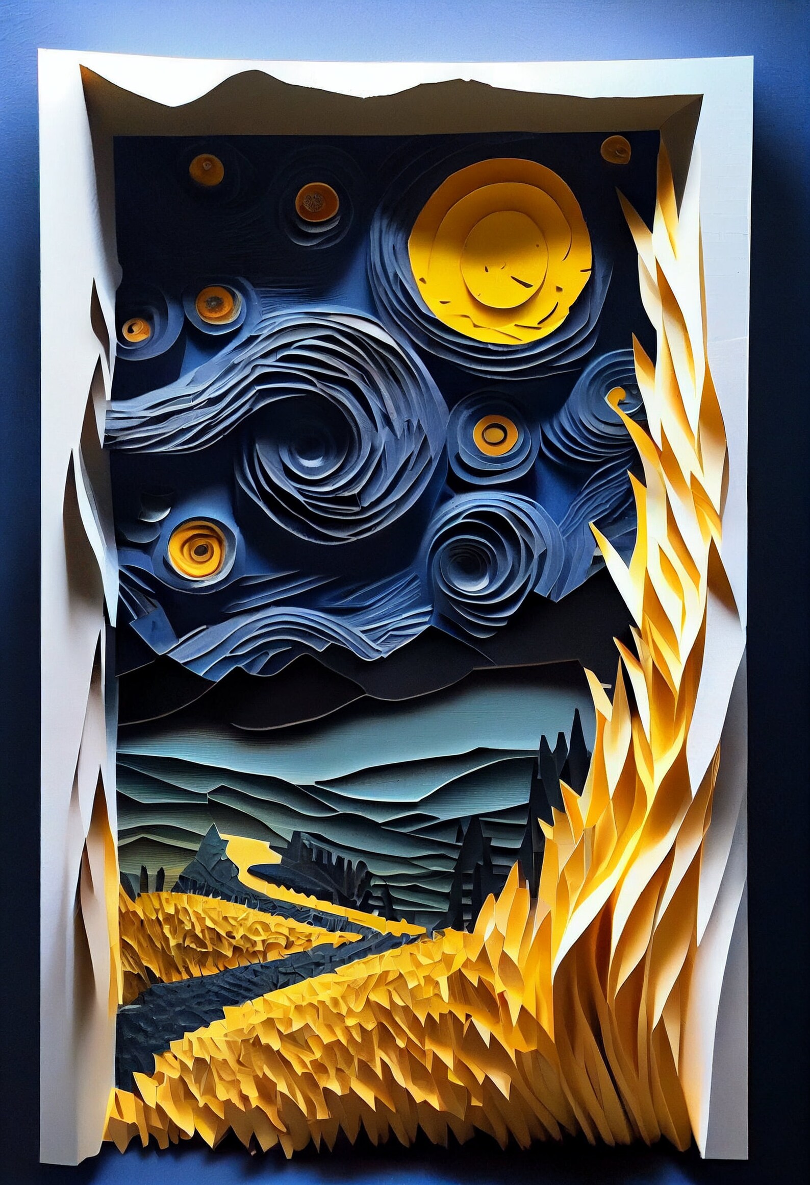 Harvest Moon Glow - A Majestic Yellow Moon Over a Narrow Field - Wall ...