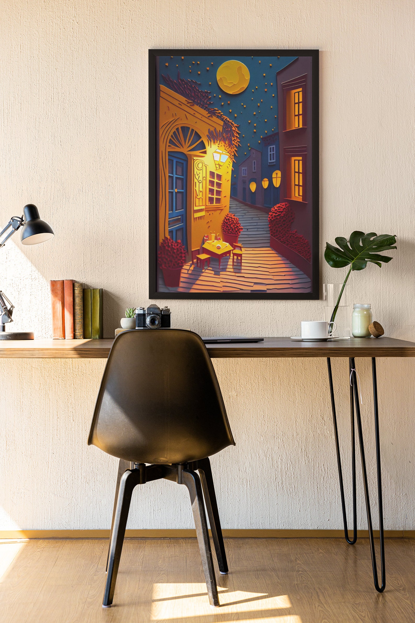 Midnight Stroll - A Journey Through the Starry Alley - Wall Art Print ...