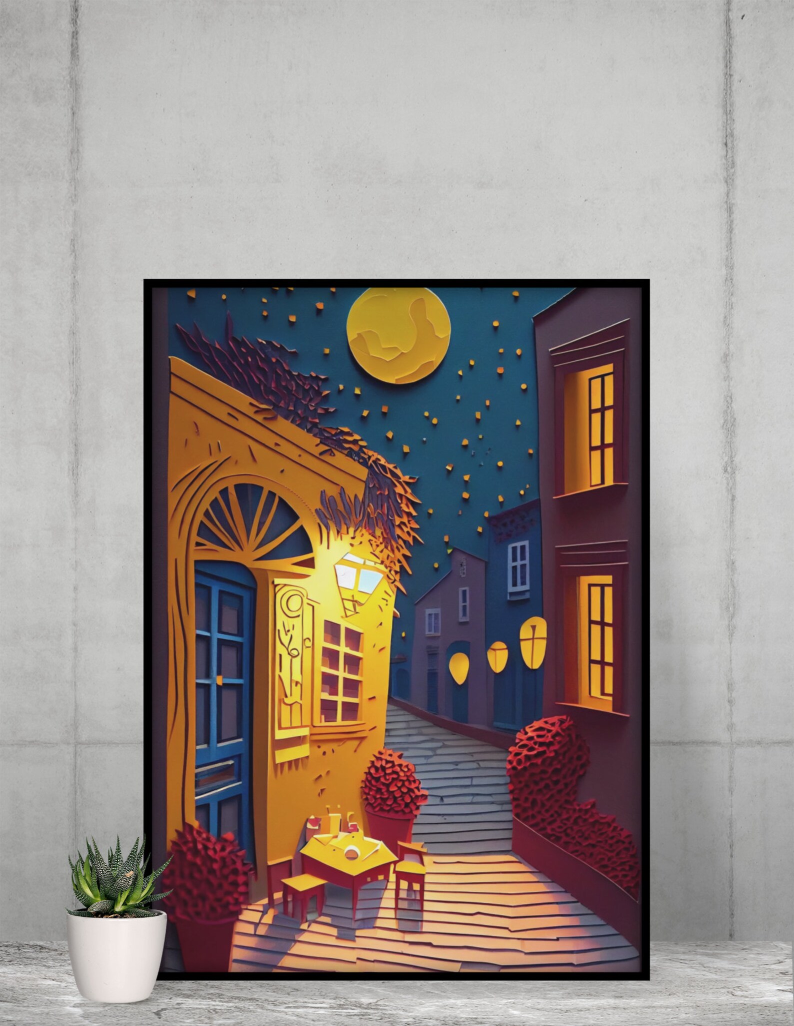 Midnight Stroll - A Journey Through the Starry Alley - Wall Art Print ...