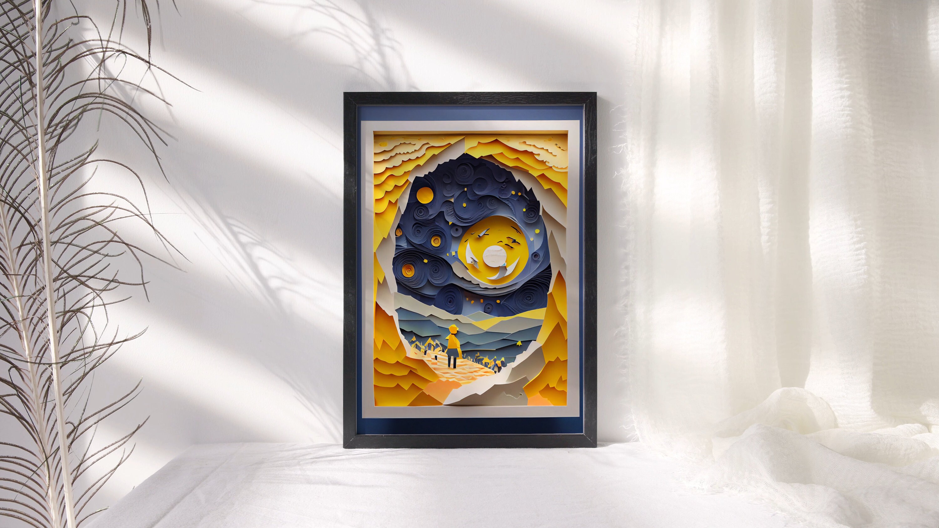 Starry Night Sky Landscape Art Print Colorful Night Sky Nature Living ...