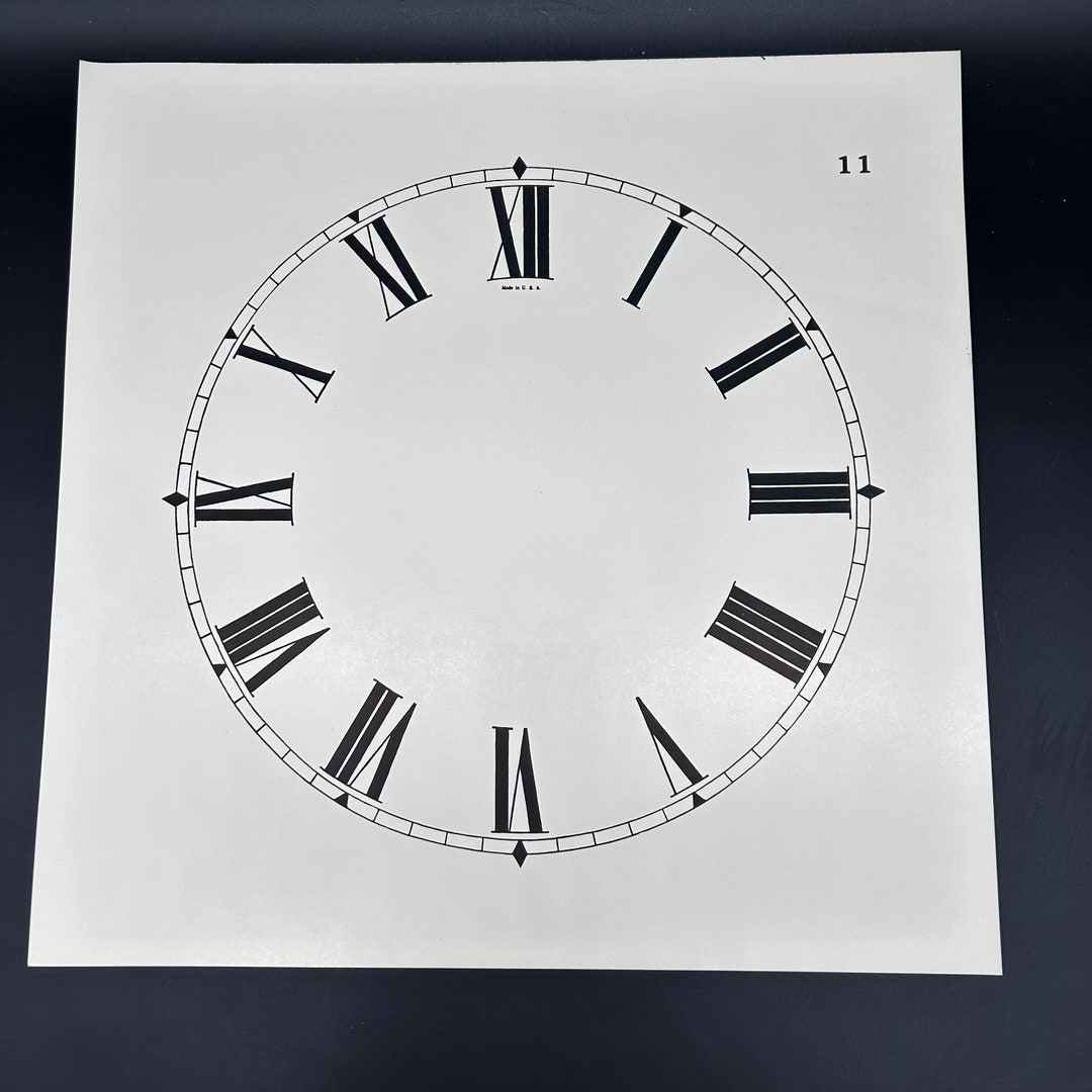 Clock Face Antique Replacement 11" Paper Clock Dial With Roman Numerals ...