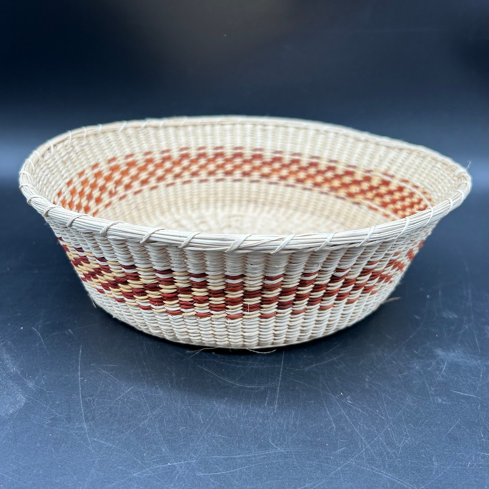 Woven Natural Straw Basket 10” X 3” - Etsy