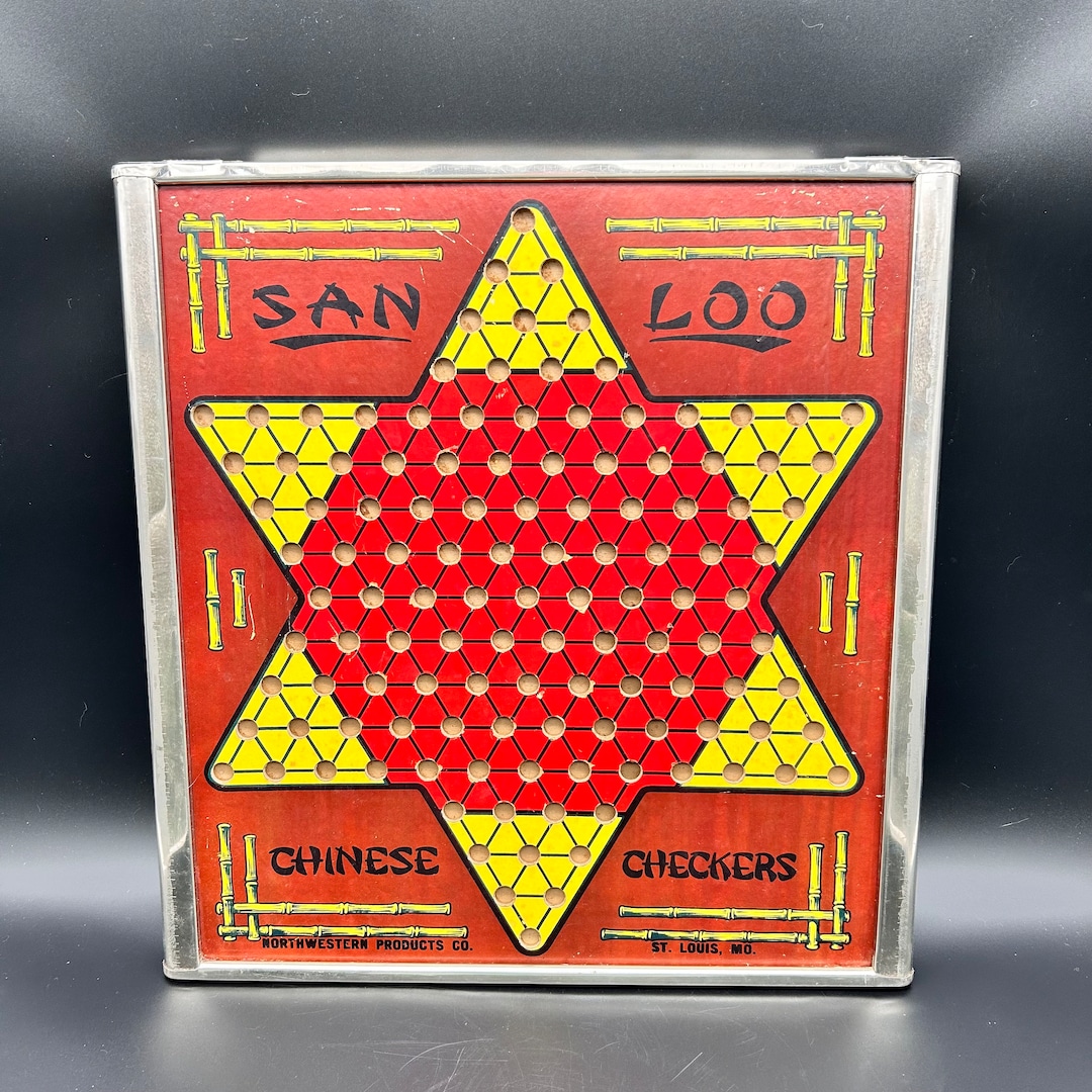 Vintage Chinese Checkers Board With All Its Marbles in the Metal Frame ...