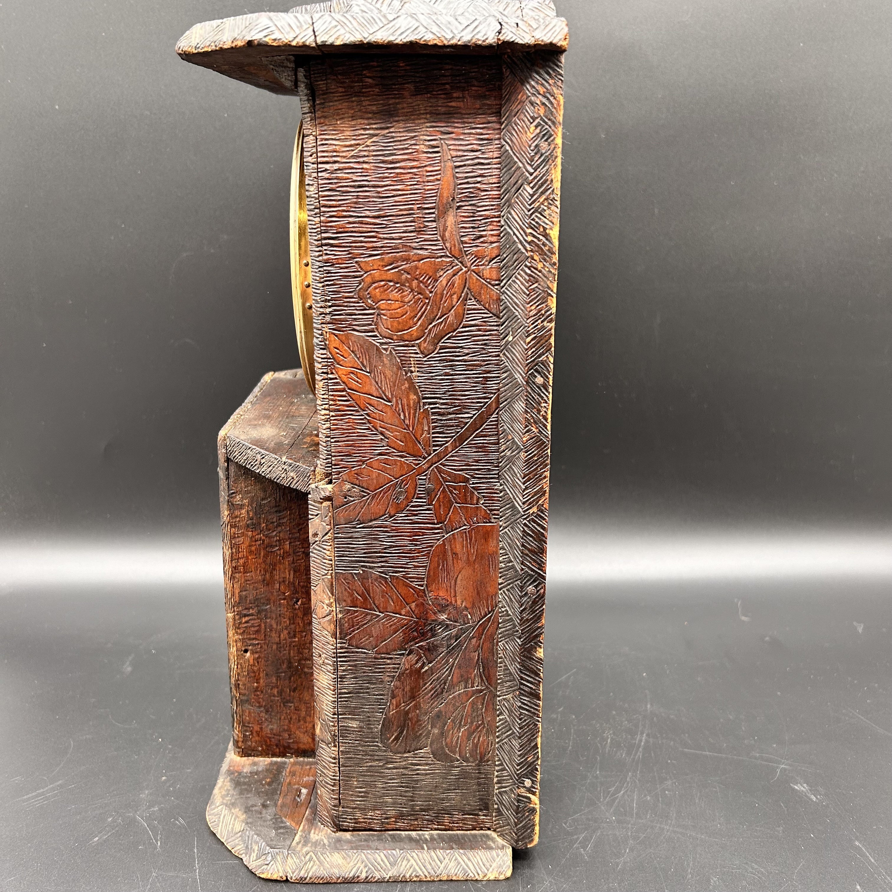 Antique Clock Pyrography Wood Burned Carved Wood Clock Roses - Etsy