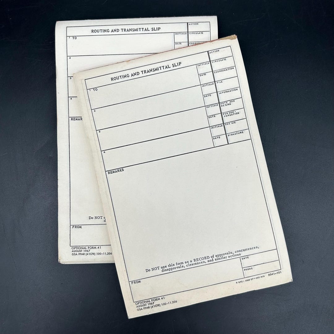 Vintage Paper Ephemera Routing Transmittal Slips Pad Original 1967 - Etsy