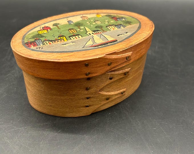 Vintage Bentwood Box, Hand Painted Shaker Box, Small Oval Bentwood ...