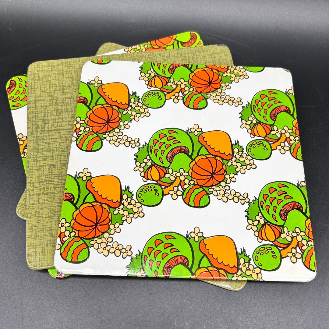 Vintage MCM Mushrooms Green Hot Pads 1970s - Etsy