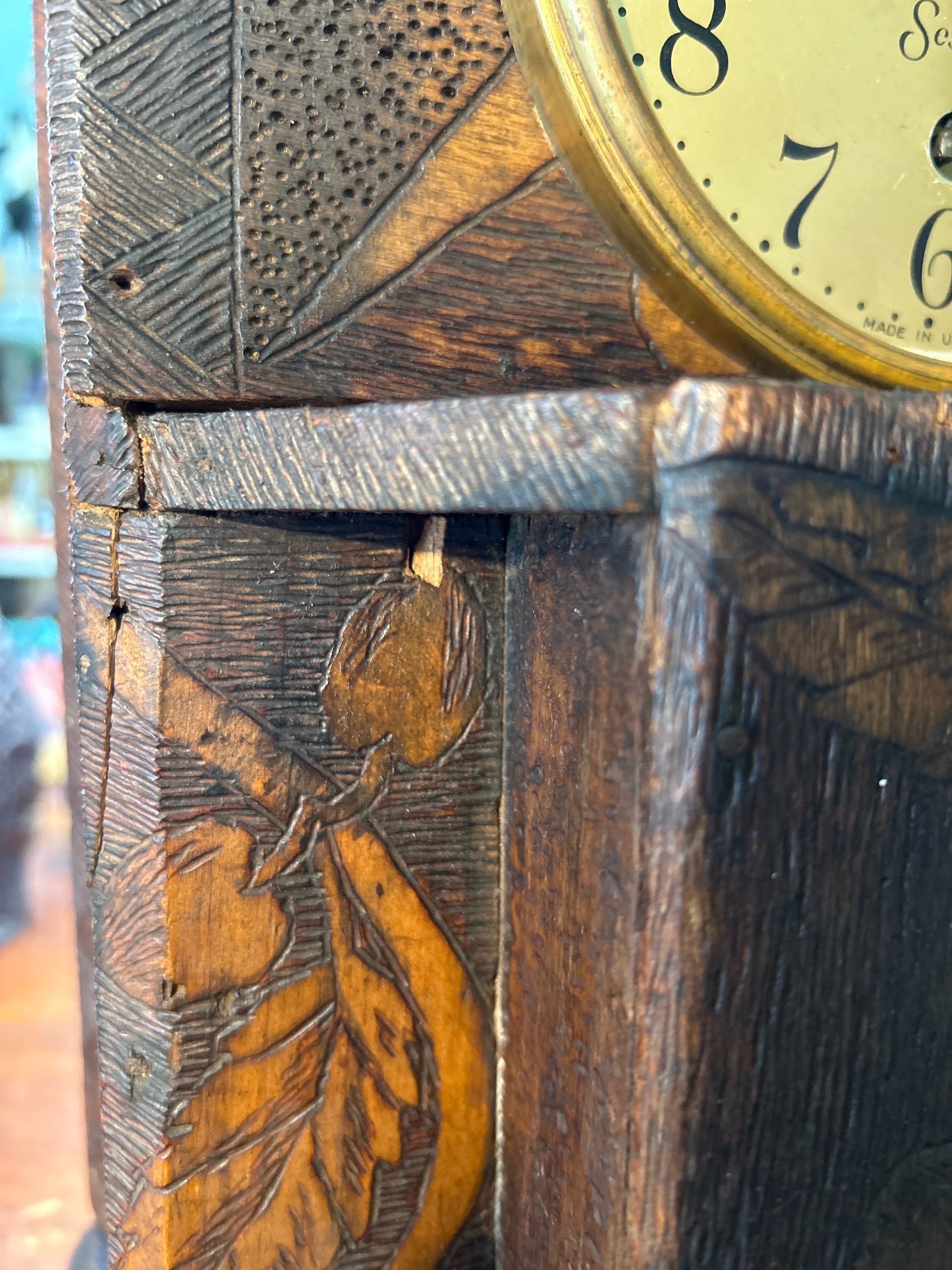 Antique Clock Pyrography Wood Burned Carved Wood Clock Roses - Etsy