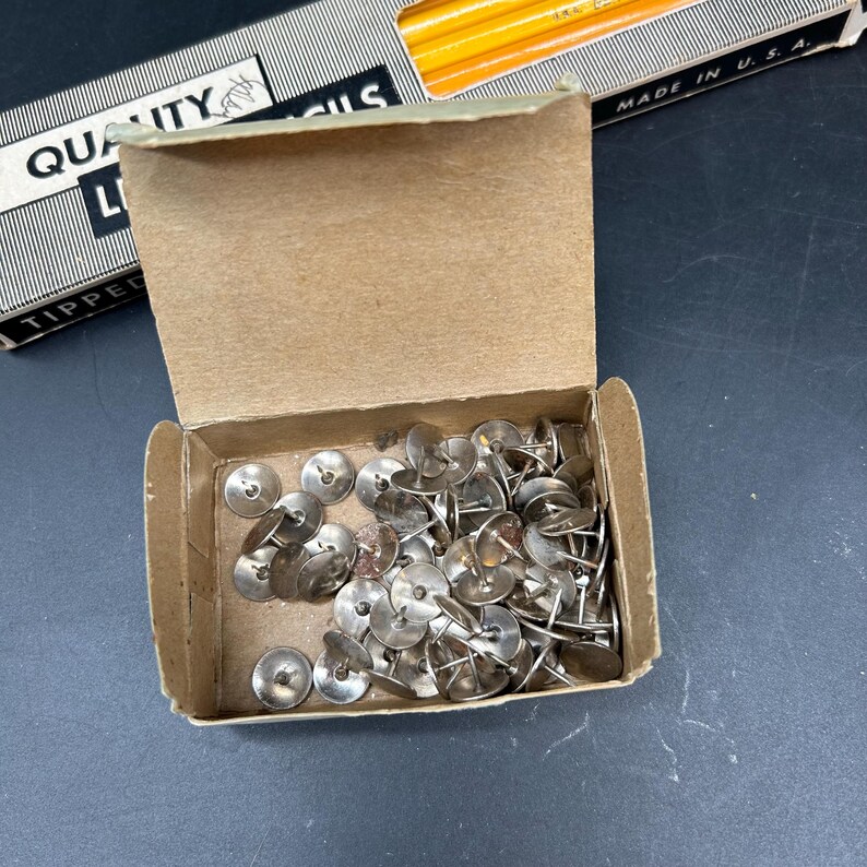 Vintage Office or School Supplies Pencils Chalk Tacks Staples - Etsy