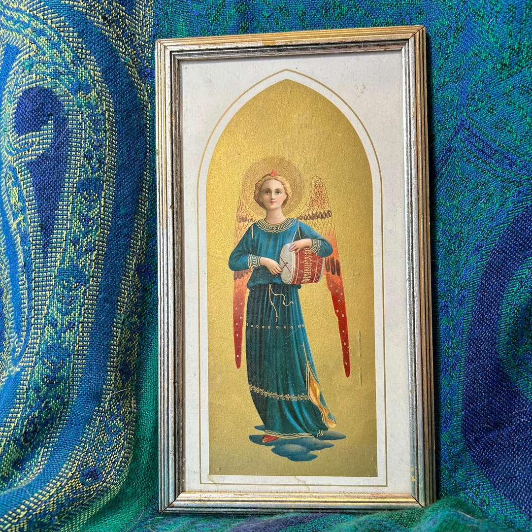 Framed Angel Playing a Drum Picture Wall Hanging - Etsy