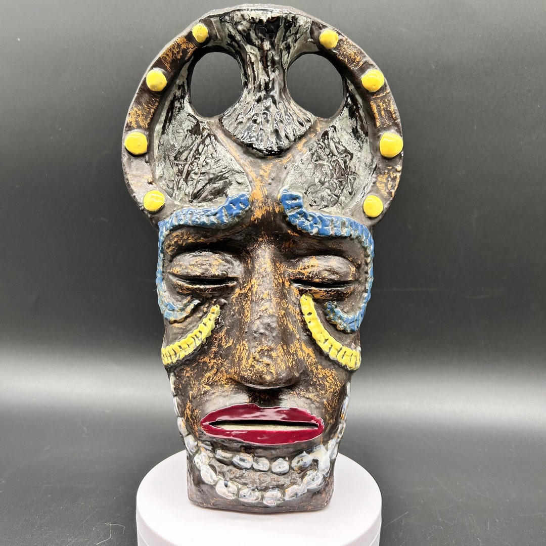 Africa Tribal Mask Liqueur Italy Decanter F.lli Marchi Hand Painted - Etsy