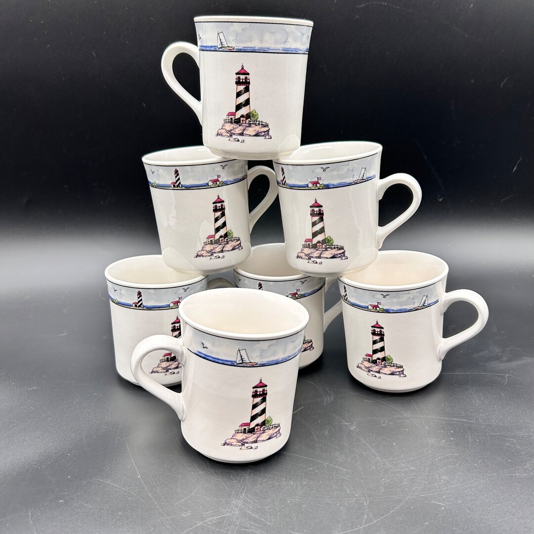 Home Trends Lighthouse Coffee Mugs Set of 6 - Etsy