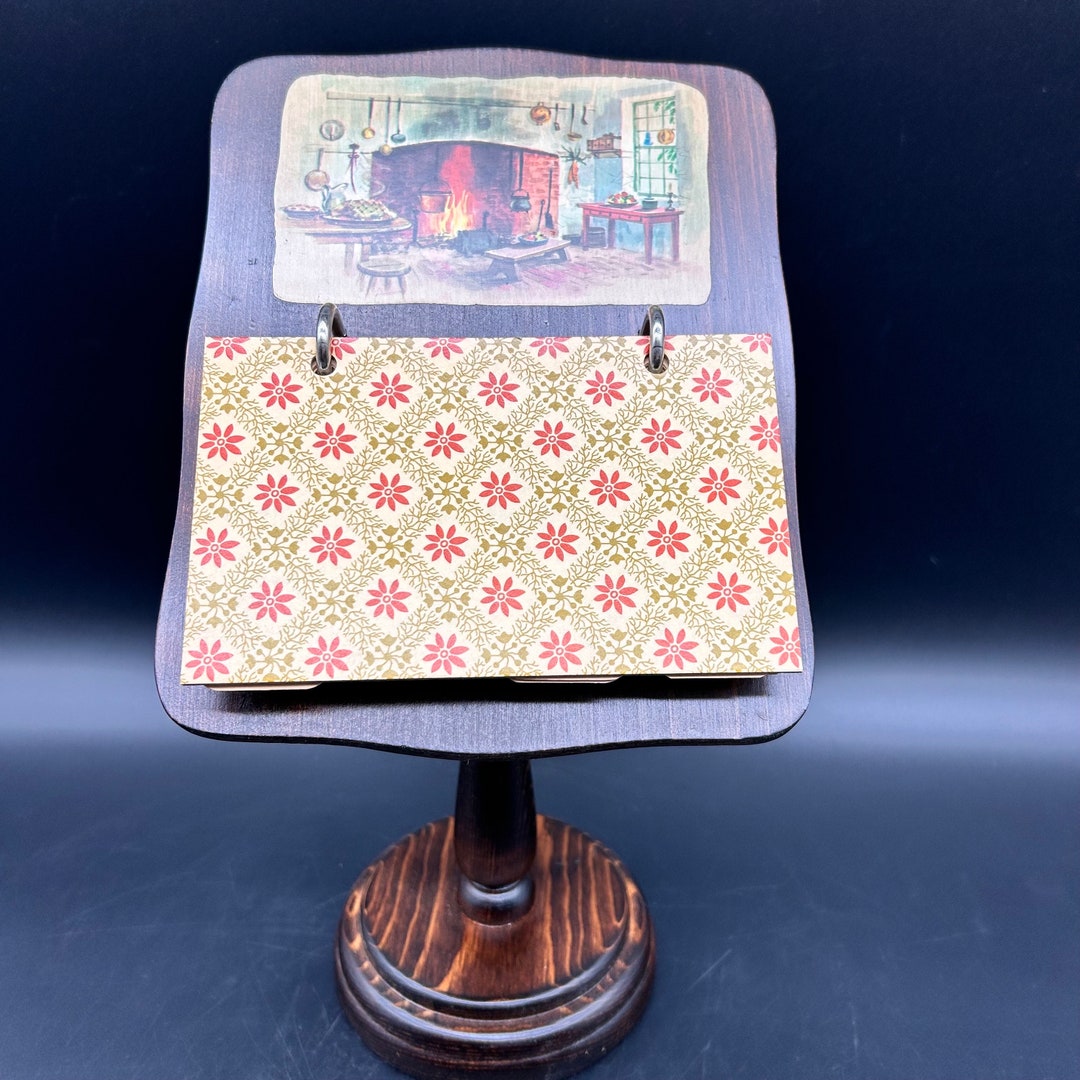 Vintage Recipe Card Wooden Pedestal Holder - Etsy