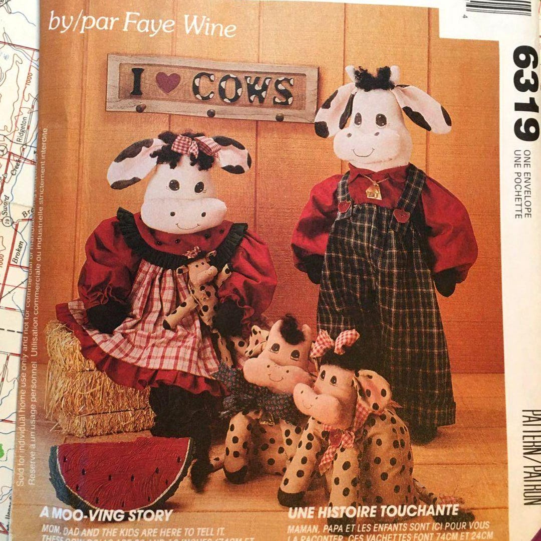 Vintage Sewing Pattern 1993 Mccall's Crafts, Cow Dolls - Etsy