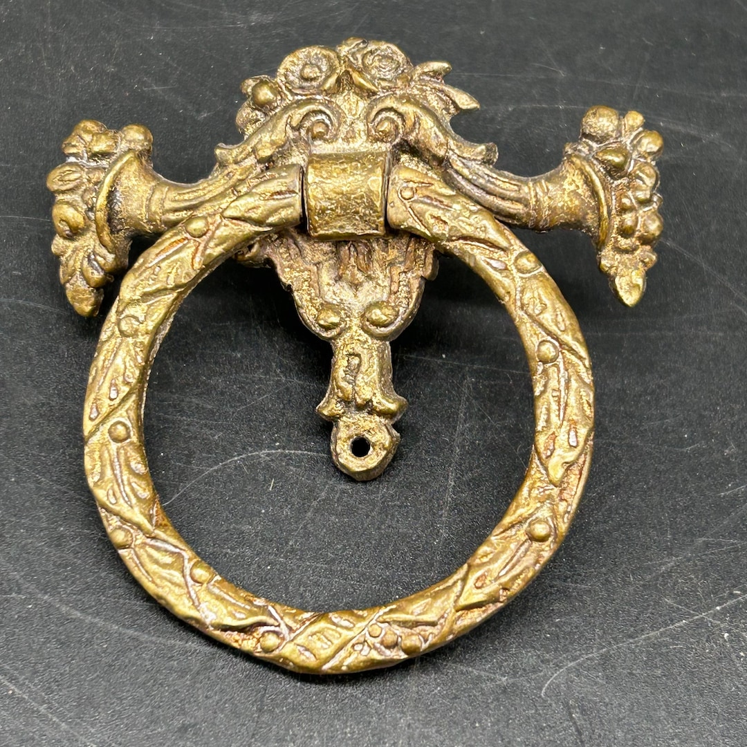 Antique Cast Brass Drop Ring Drawer Pull Hardware Single Hole Drop Pull - Etsy