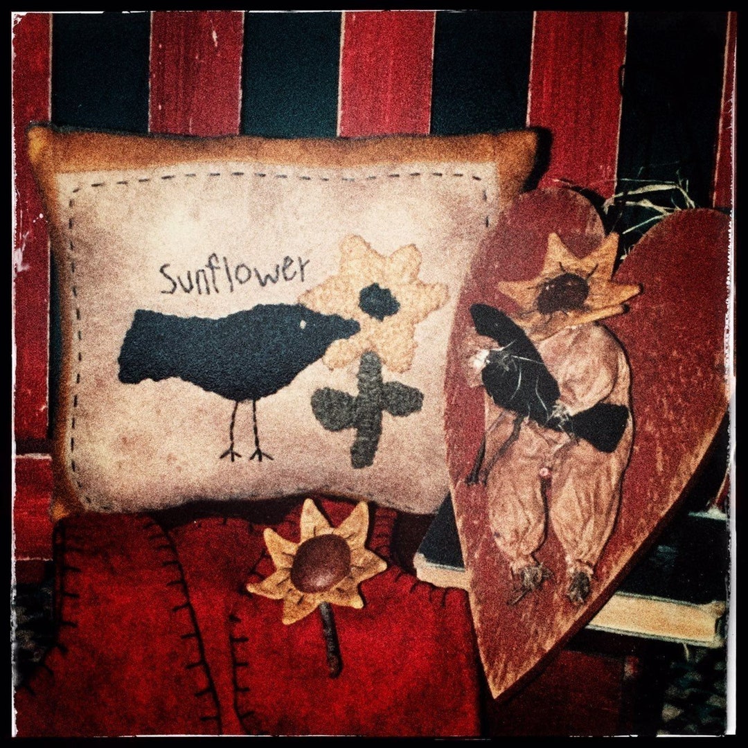 Pattern for Primitive Crow, Sunflowers - Etsy