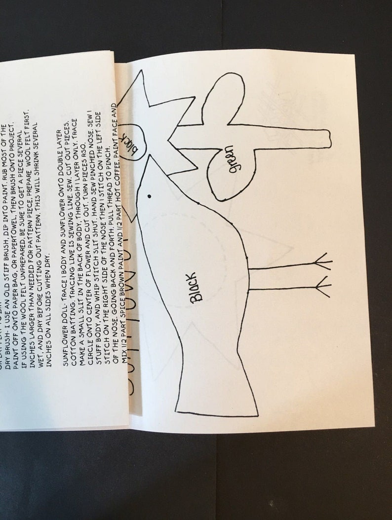 Pattern for Primitive Crow, Sunflowers - Etsy