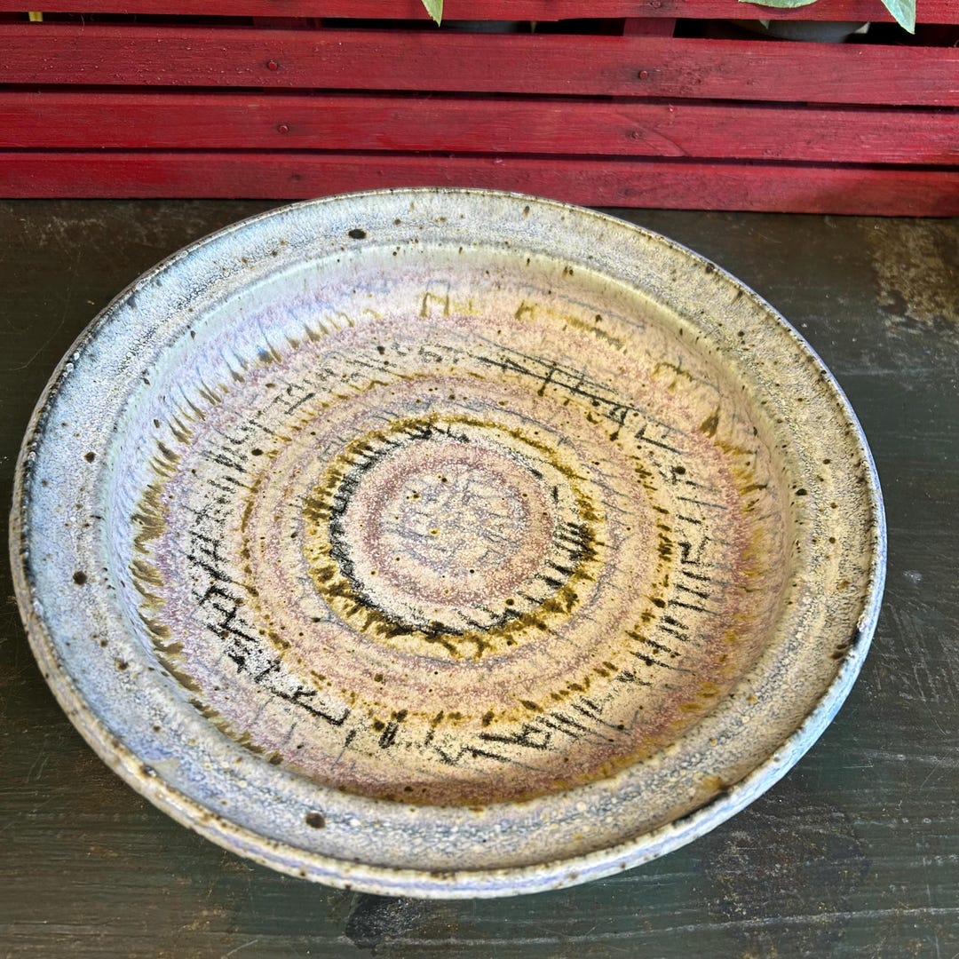 Hand-thrown Studio Pottery Pie Plate - Signed Artist Stoneware - Mauve ...