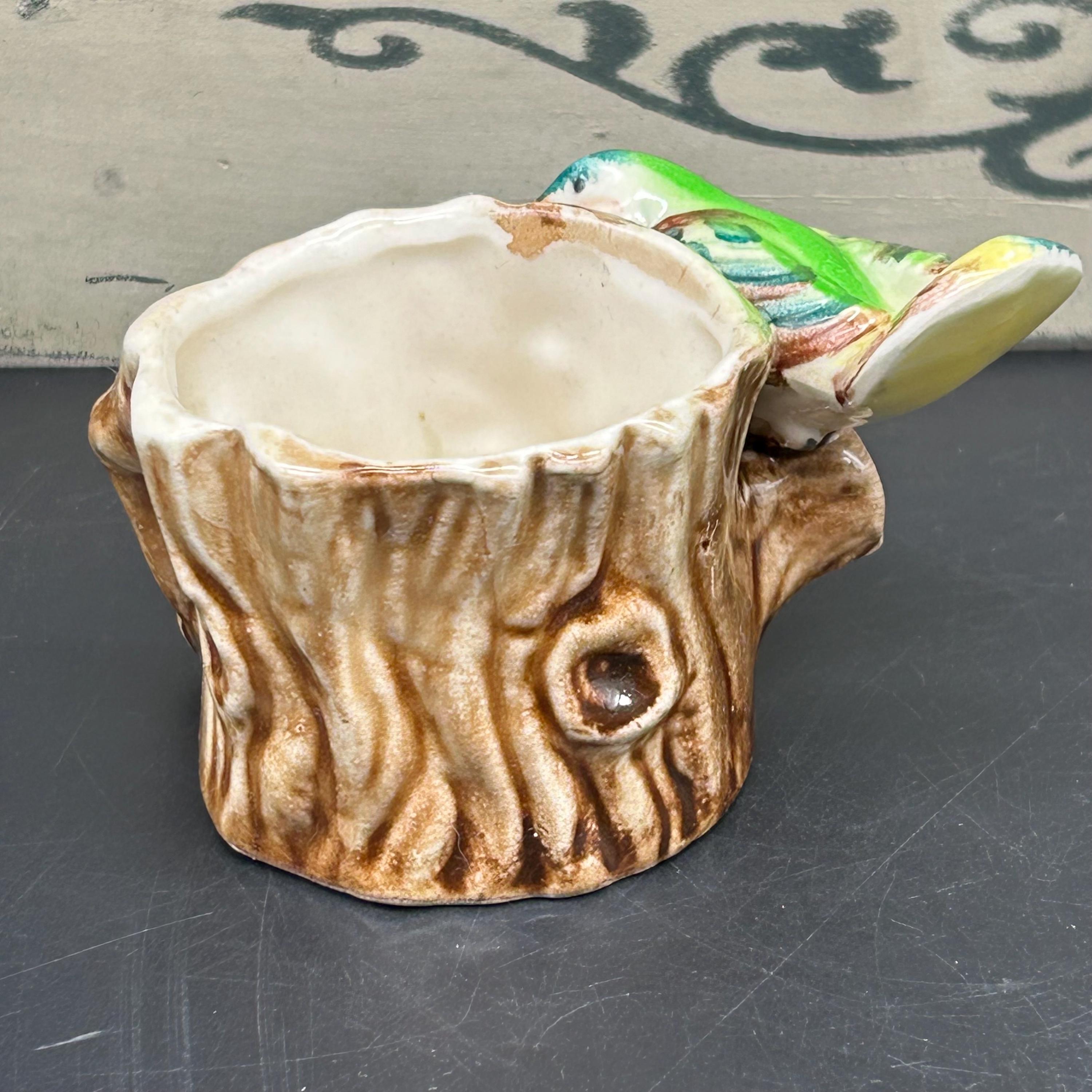 Bird on Tree Stump Trinket Box Toothpick Holder Succulent Planter Air ...