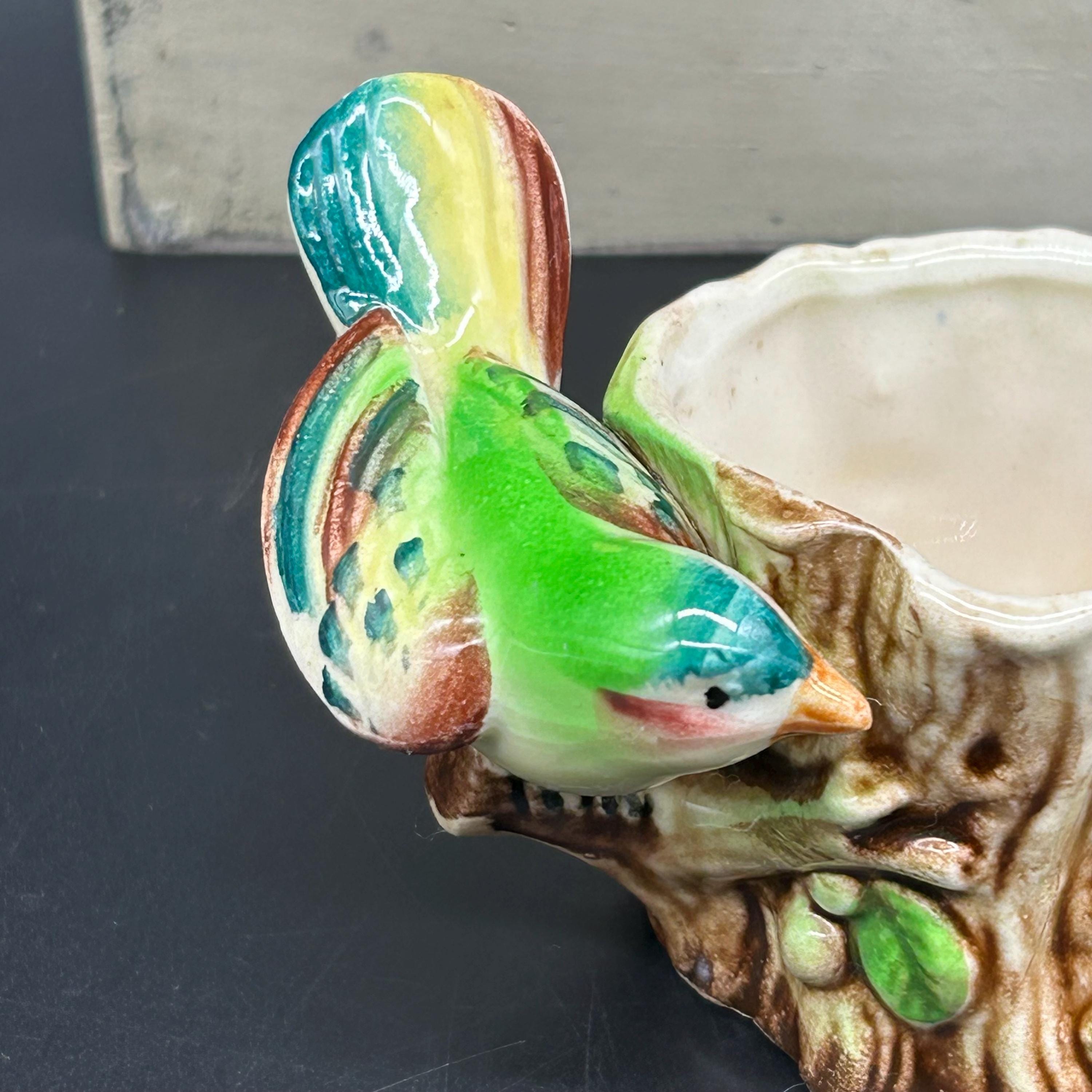 Bird on Tree Stump Trinket Box Toothpick Holder Succulent Planter Air ...