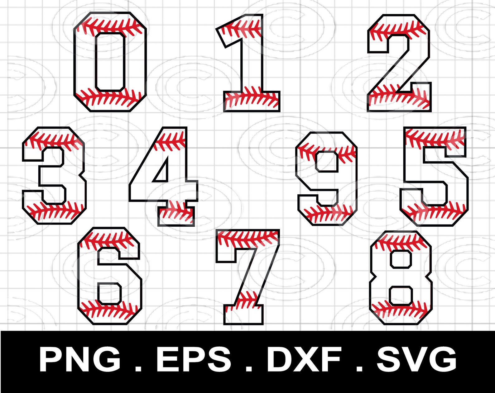 Baseball Numberssvg Png Eps Dxf, Baseball Themed Numberss Svg,baseball ...