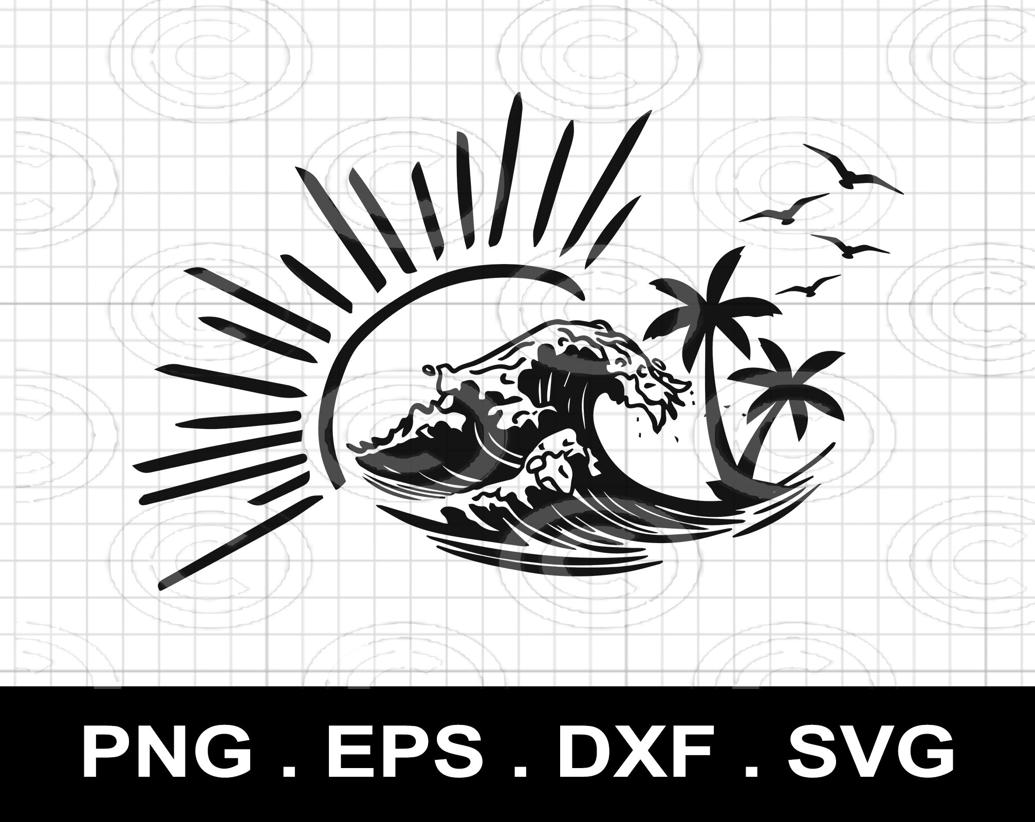 Sunshine and Wave Svg Png Eps Dxf,happiness Comes in Waves SVG, Summer ...
