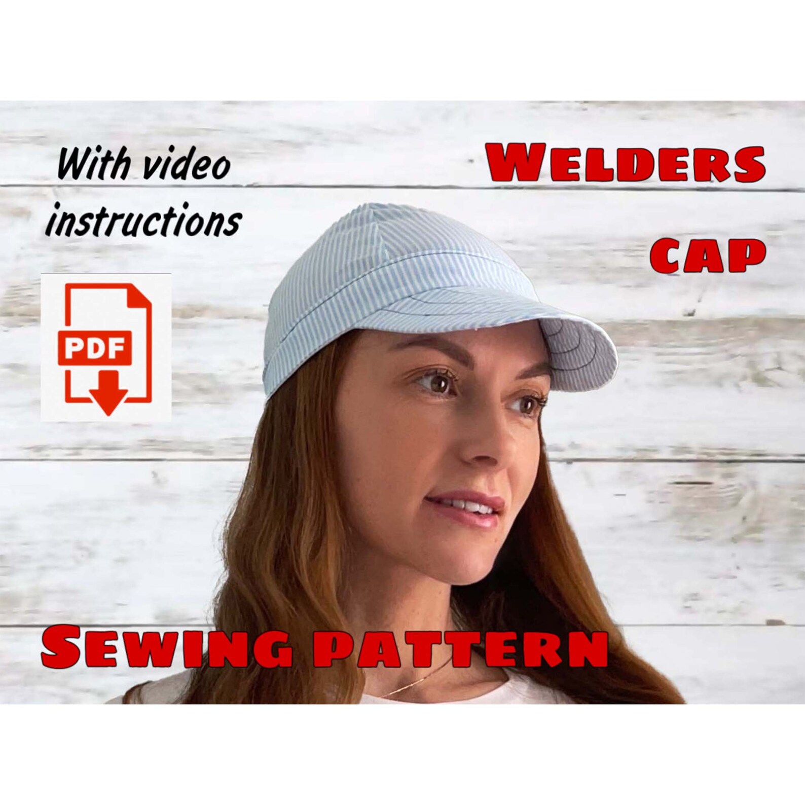 Welder Cap Style 2 Sewing Pattern 5 Sizes and Video Instructions, Easy ...