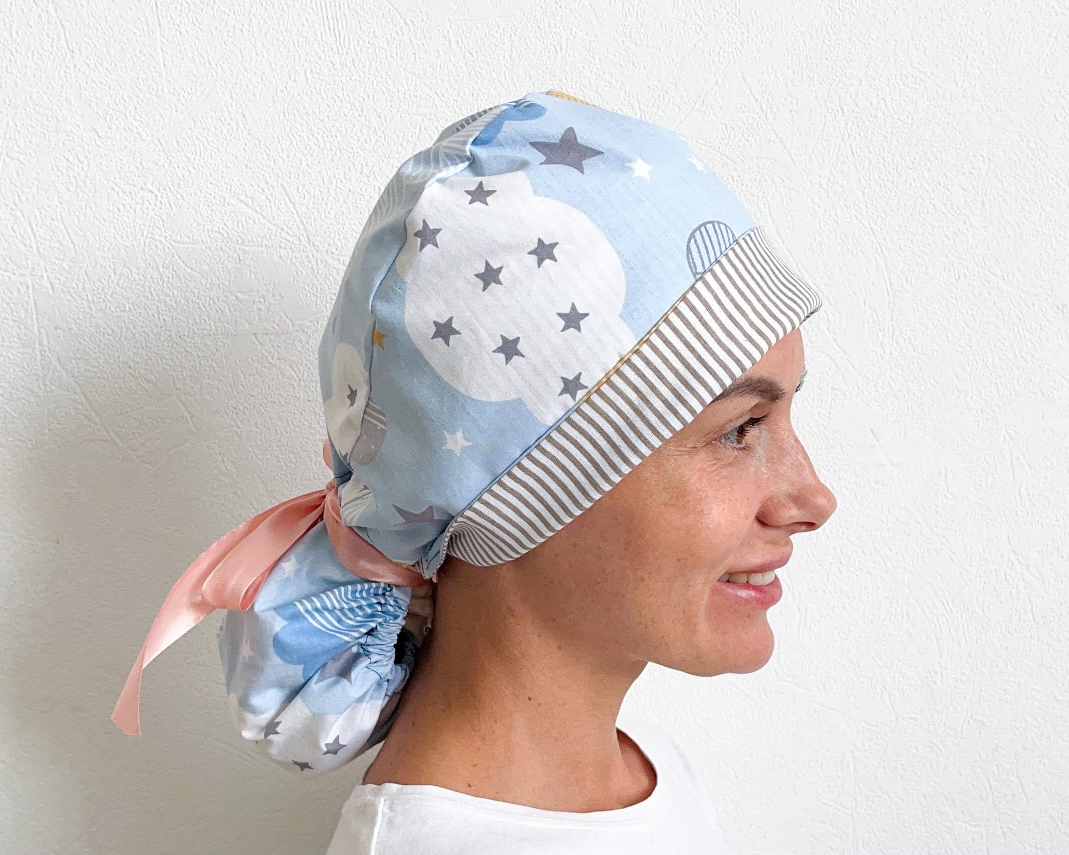 Scrub Cap Style#4 2-tone With Reduced Ponytail Sewing Pattern With ...
