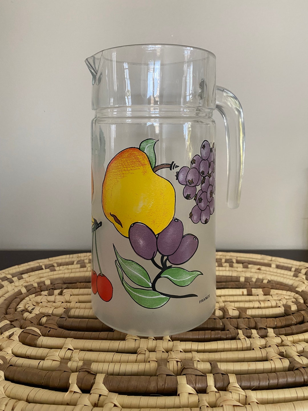 Vintage French Frosted Fruit Pitcher - Etsy