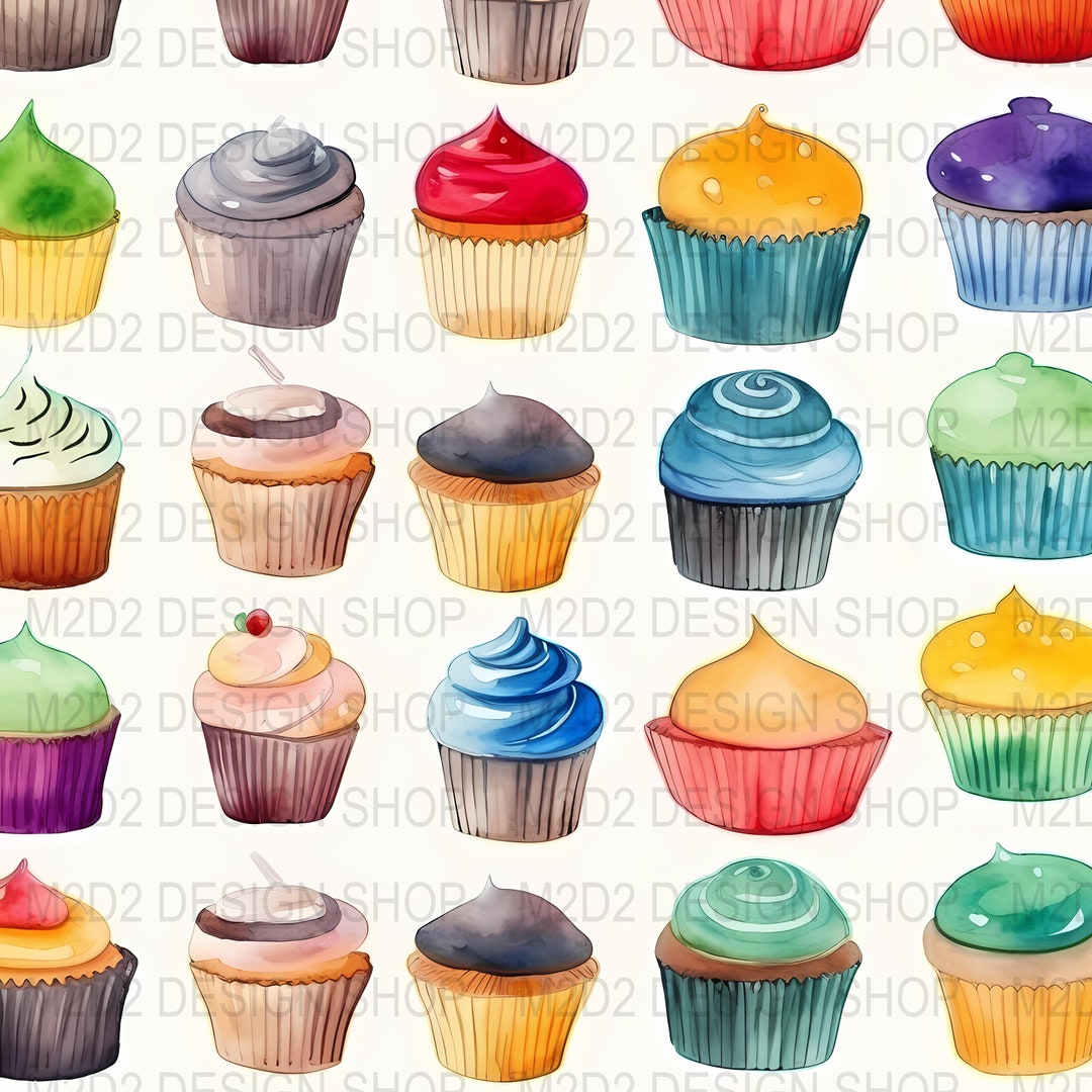 RETRO CUPCAKES, Retro Sweets Seamless Repeat Pattern, Backgrounds ...