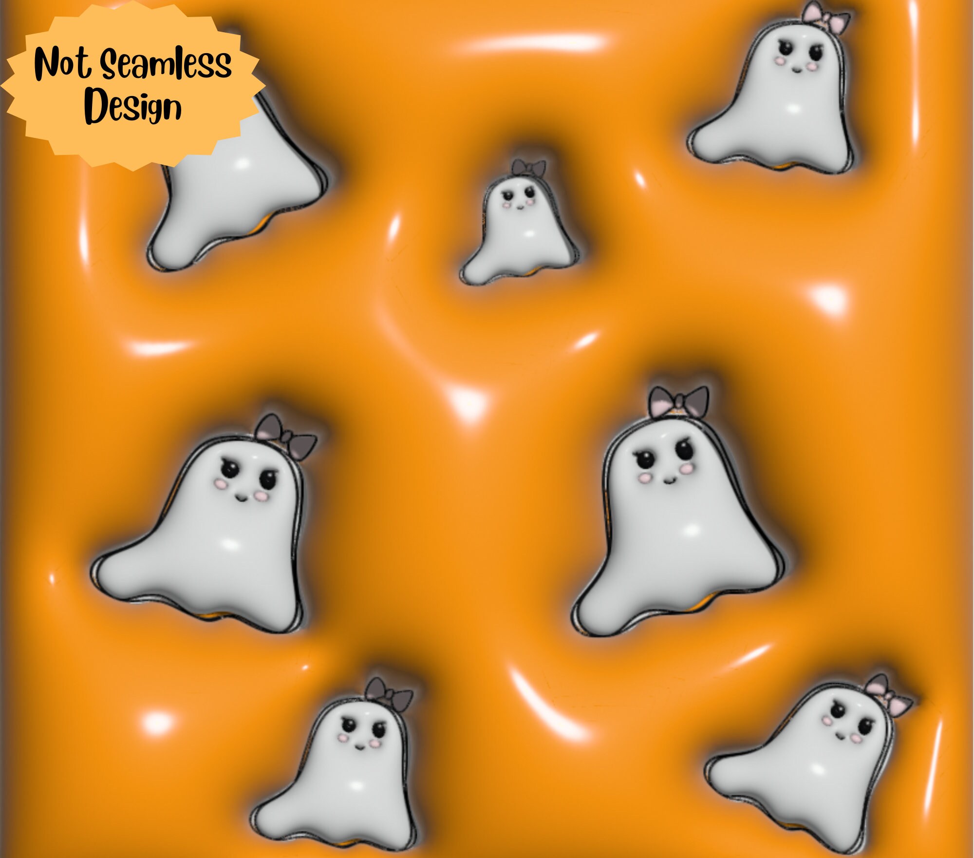3D Ghost Inflated Tumbler Wrap PNG, 3D Puff Pumpkin 20oz Tumbler ...