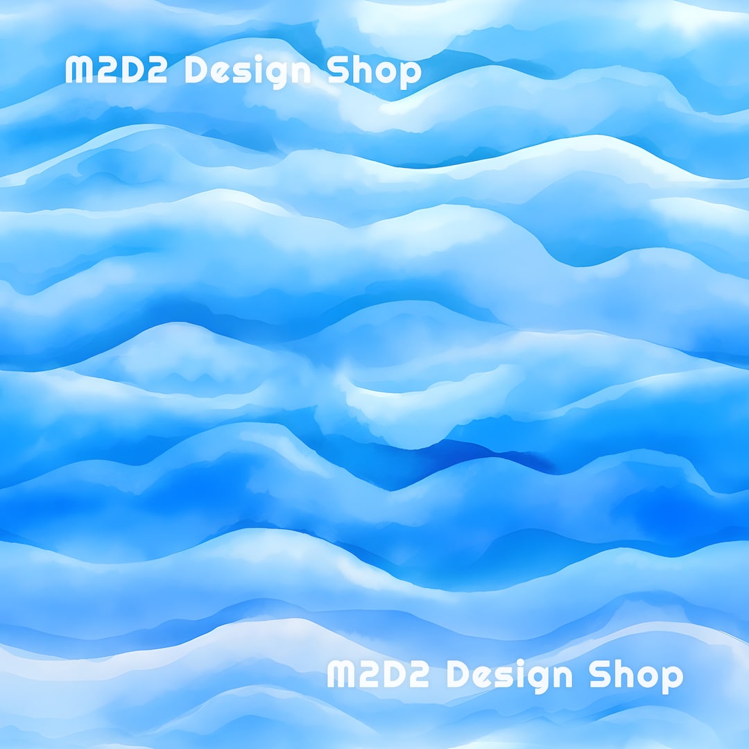 Watercolor Ocean Waves Print Seamless Pattern Repeating File for Fabric ...