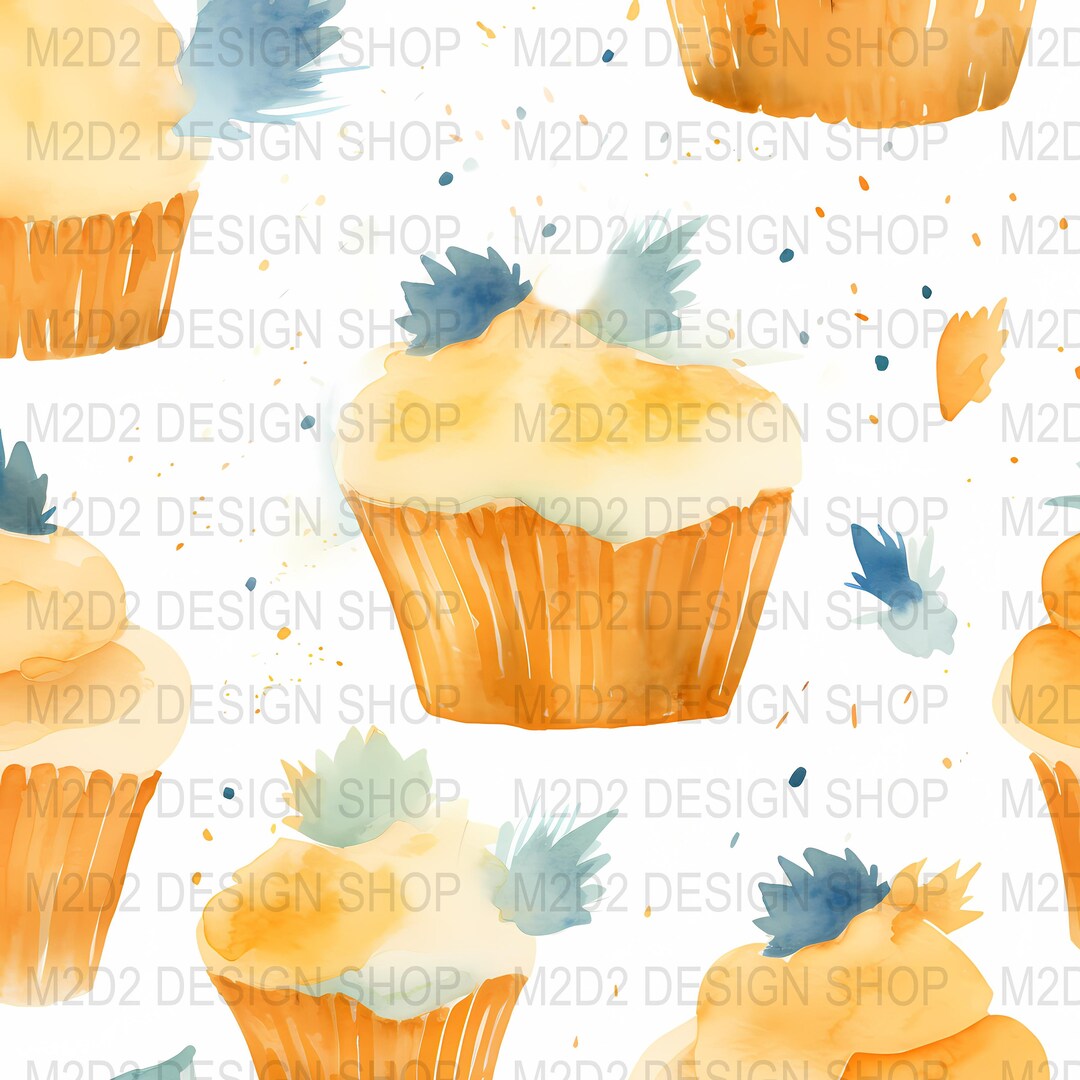 RETRO CUPCAKES, Retro Sweets Seamless Repeat Pattern, Backgrounds ...
