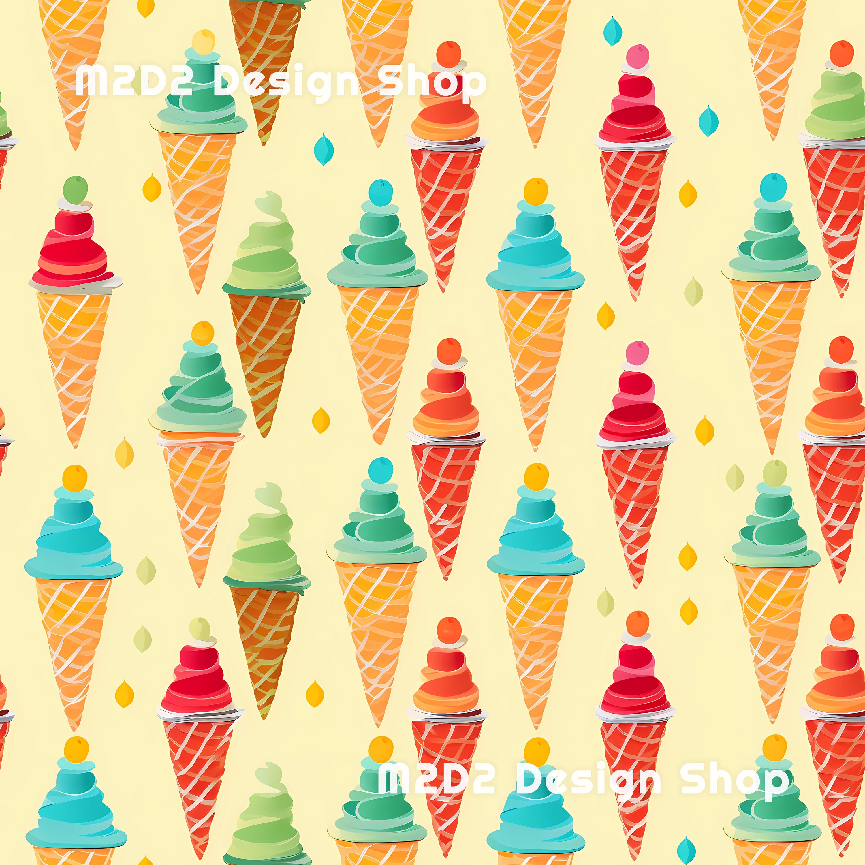 Retro Icecream Cones Print Seamless Pattern Repeating File for Fabric ...