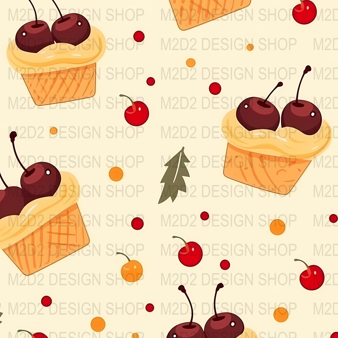 RETRO CUPCAKES, Retro Sweets Seamless Repeat Pattern, Backgrounds ...
