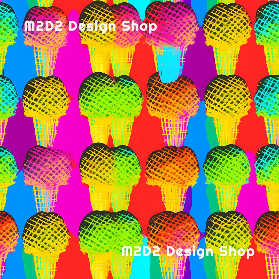 Retro Icecream Cones Print Seamless Pattern Repeating File for Fabric ...
