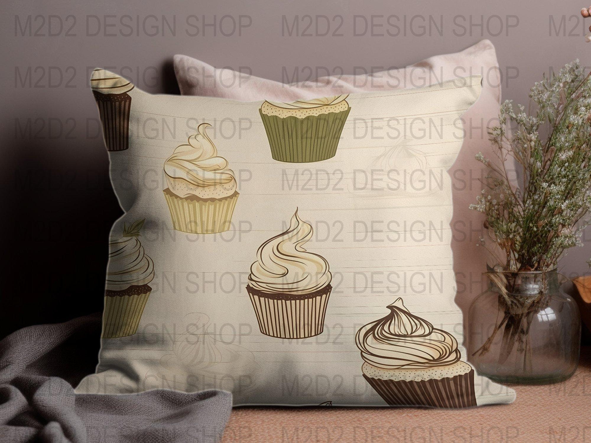 RETRO CUPCAKES, Retro Sweets Seamless Repeat Pattern, Backgrounds ...