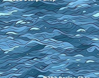 Seamless Ocean Waves Digital Repeating Tile Pattern - Etsy