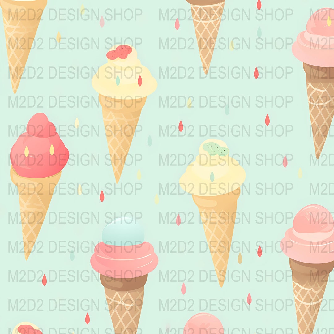 RETRO ICE CREAM, Retro Sweets Seamless Repeat Pattern, Backgrounds ...