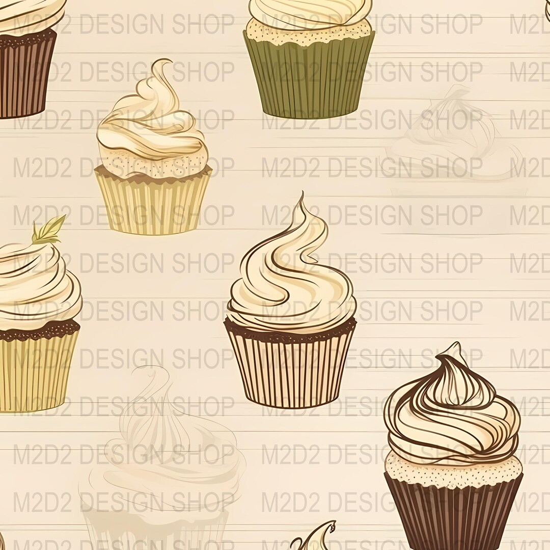RETRO CUPCAKES, Retro Sweets Seamless Repeat Pattern, Backgrounds ...