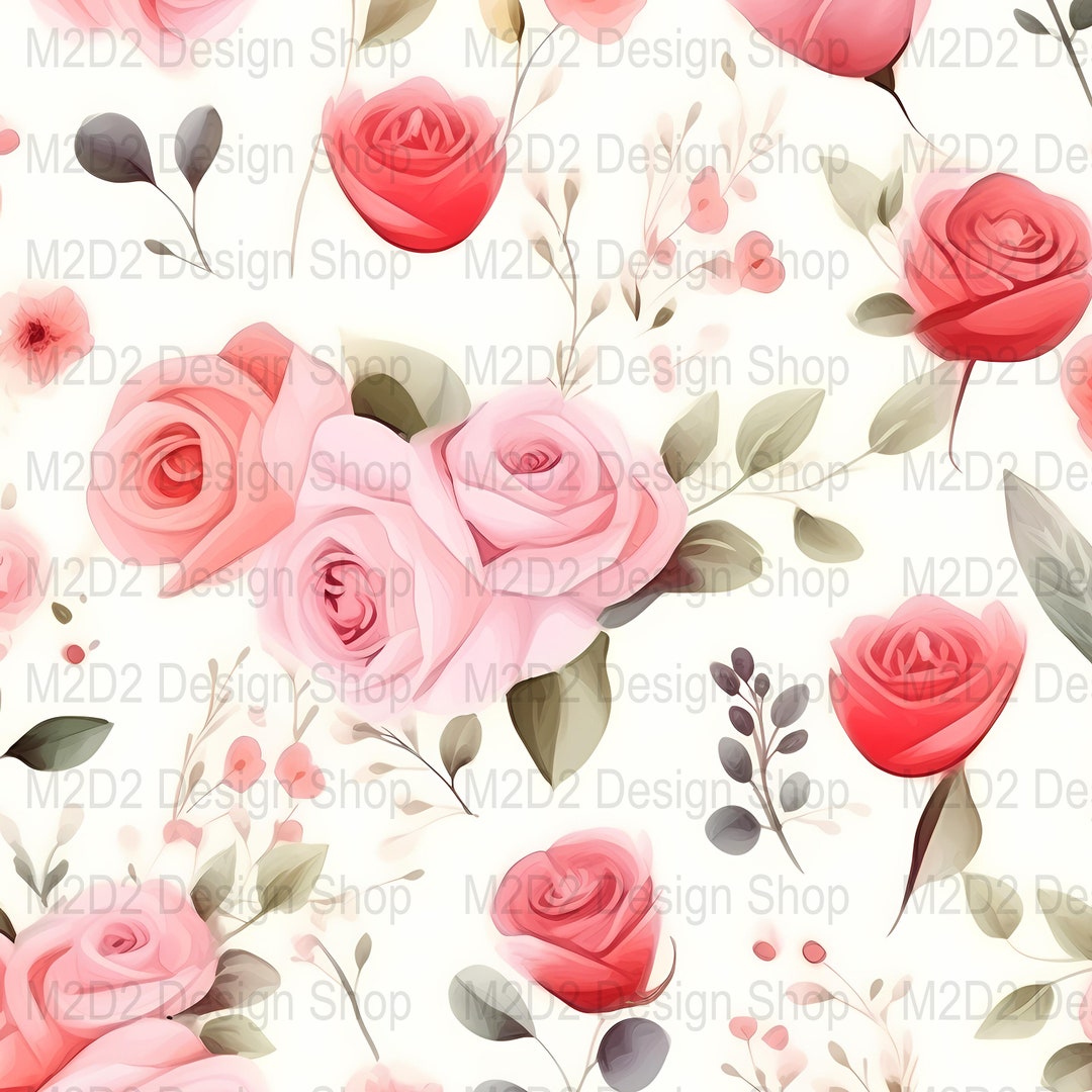 Floral Digital Paper, Seamless Rose Pattern, Printable Background ...